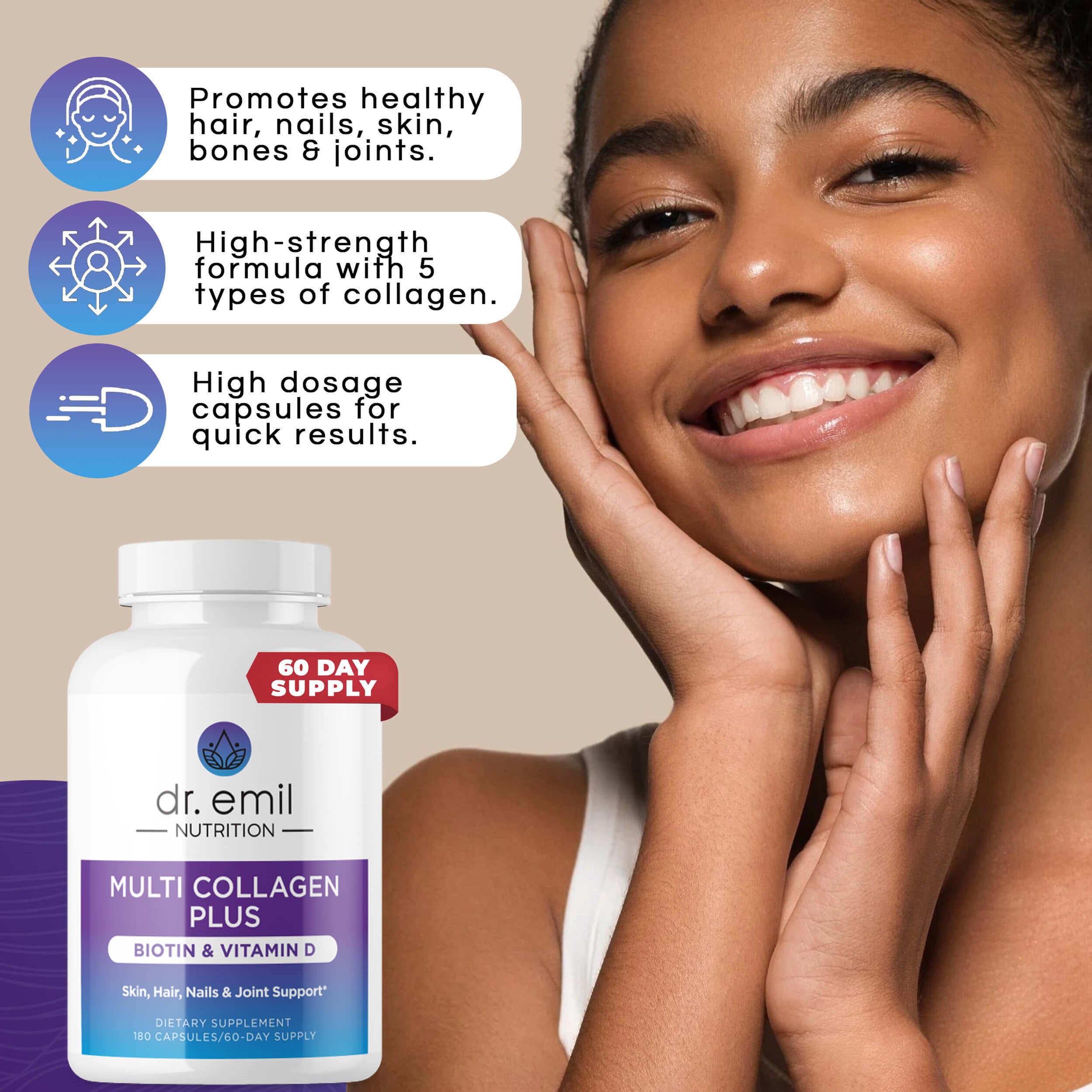 Multi Collagen Plus Biotin - 60 Day Supply — Dr Emil Nutrition